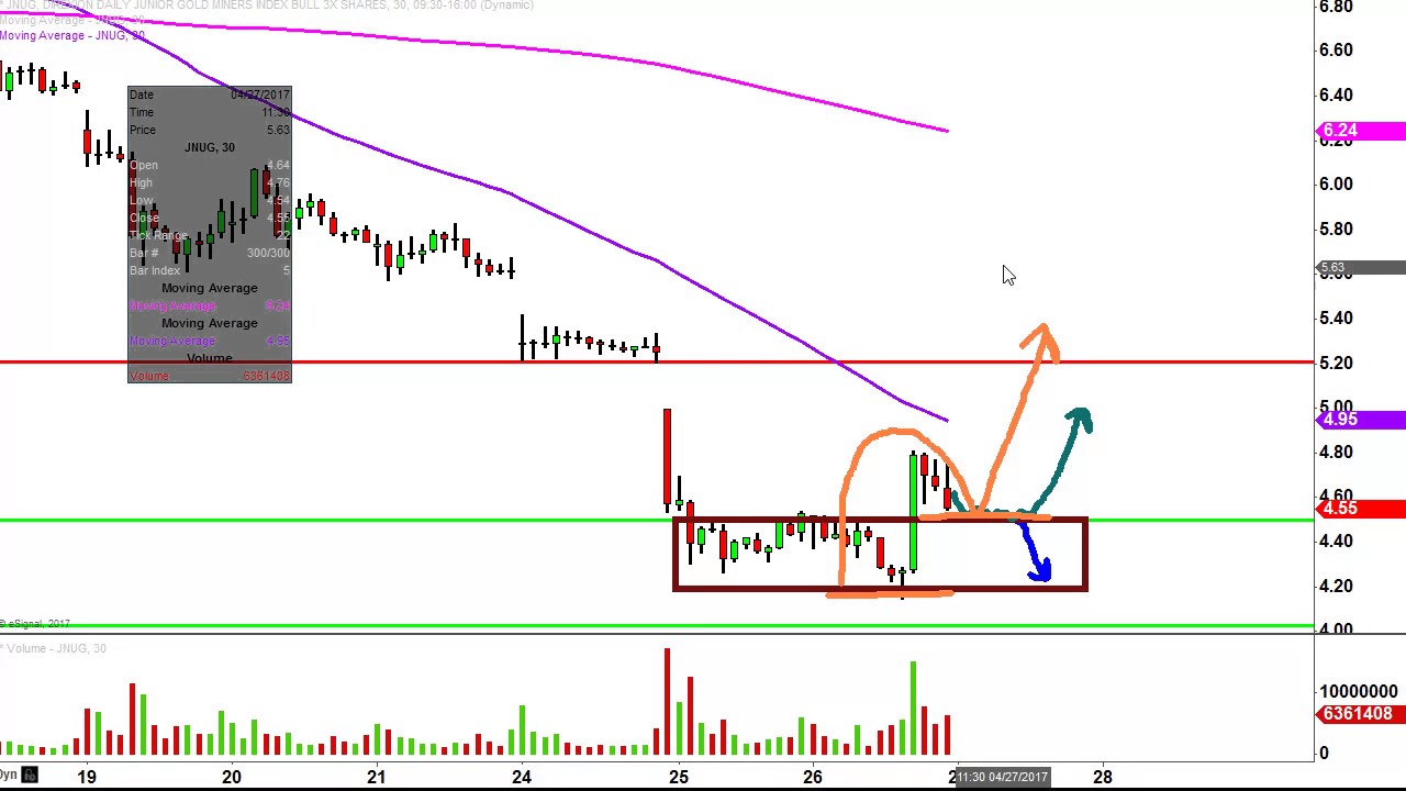 Direxion Daily Junior Gold Miners Index Bull 3X - JNUG Stock Chart ...