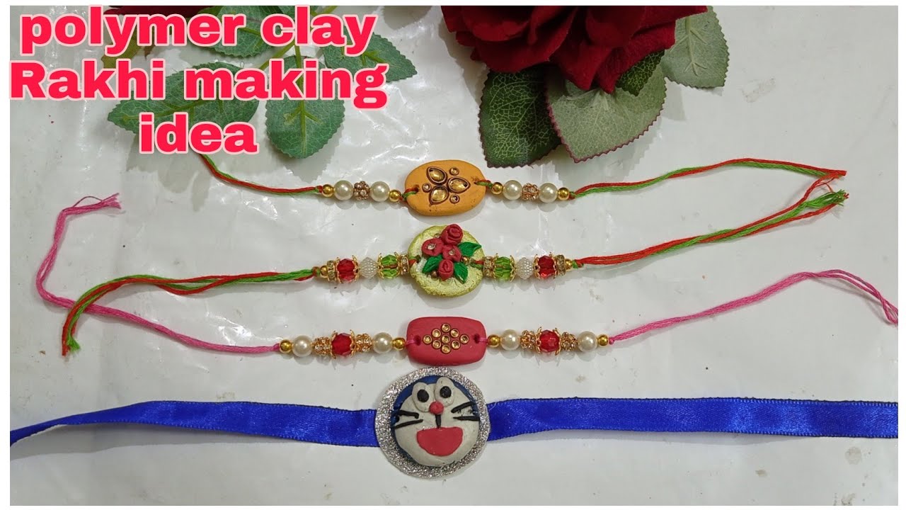 Rakhi making idea ।।How to make polymer clay Rakhi at home - YouTube