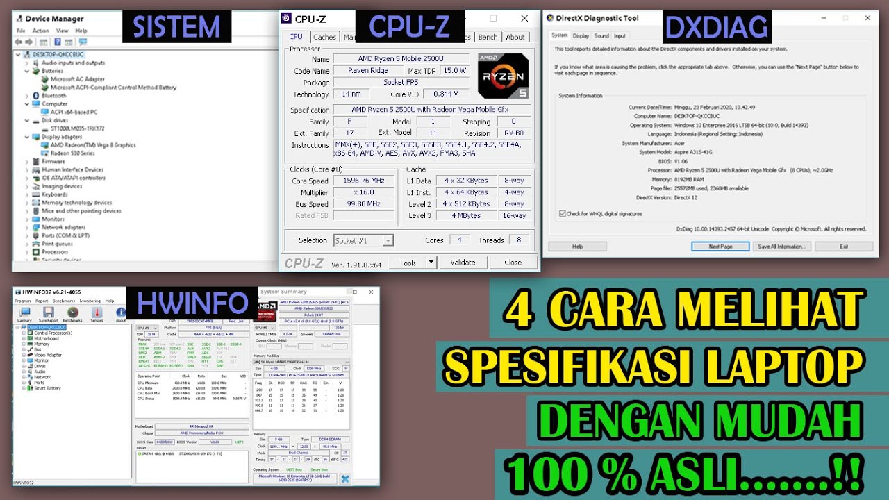 Cara Melihat Spesifikasi Laptop / Pc Dengan Mudah dan Detail 100% ...
