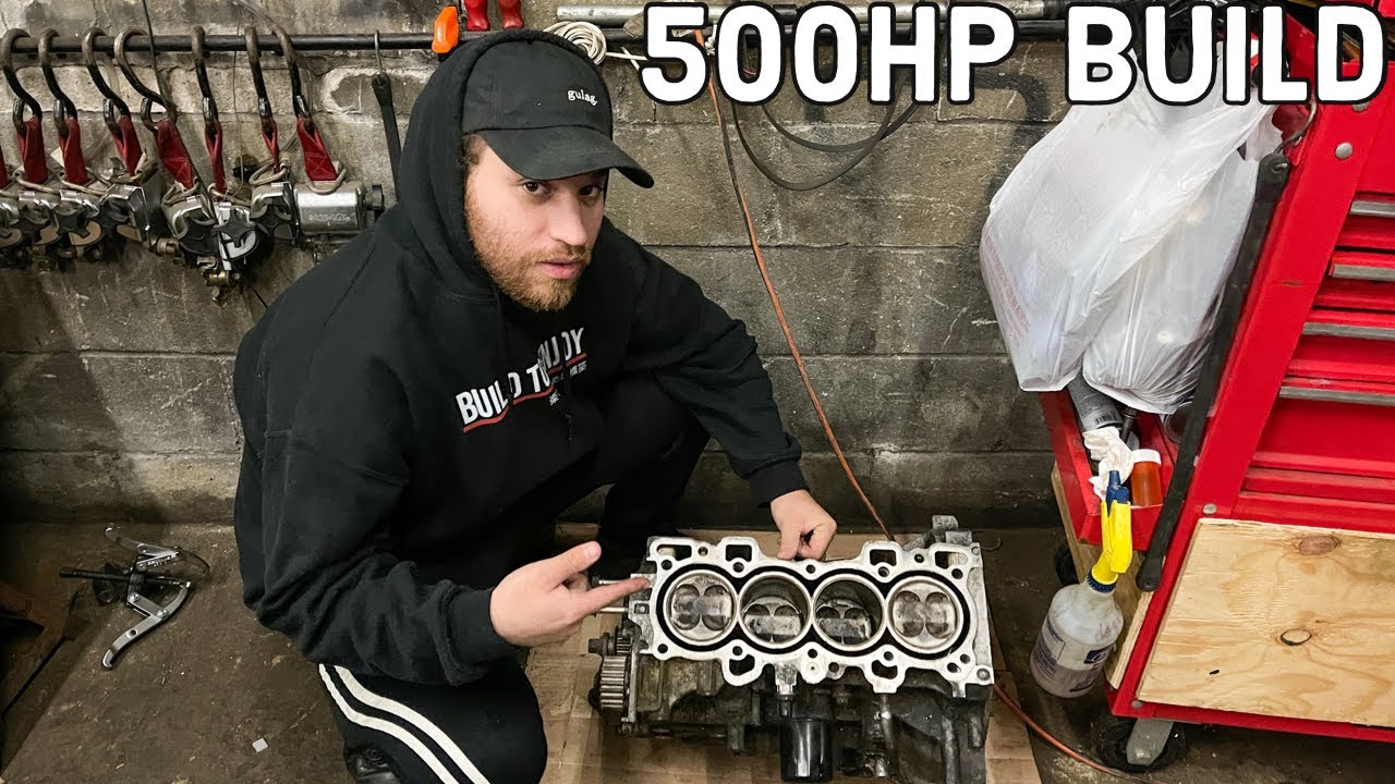 Honda civic B16 block gets ready for disassemble - YouTube