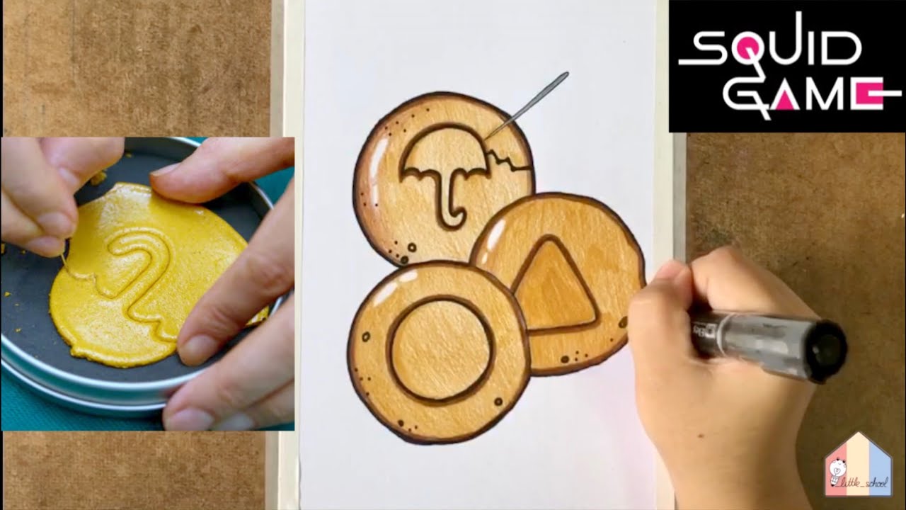 How to Draw Dalgona Korean Sugar Candy สอนวาดรูปขนมน้ำตาลเกาหลี ขนมทัล ...