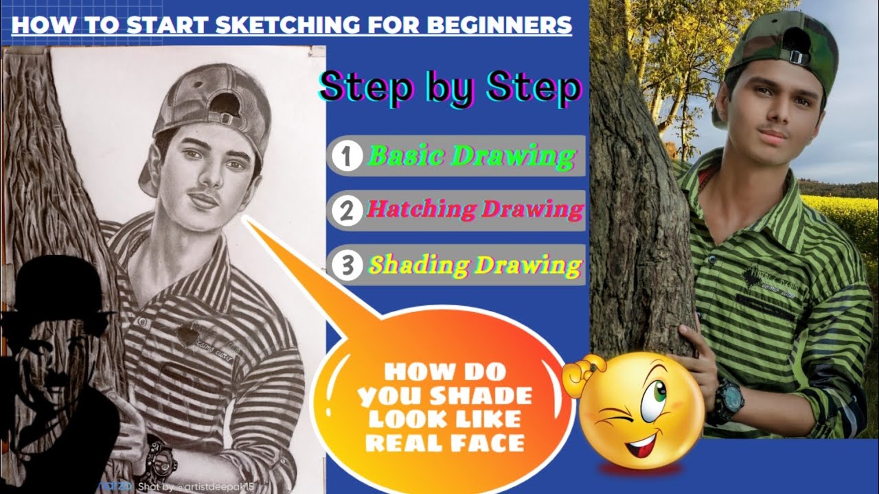 A cute boy's face how to do shading looks like a realistic boy sketch ...