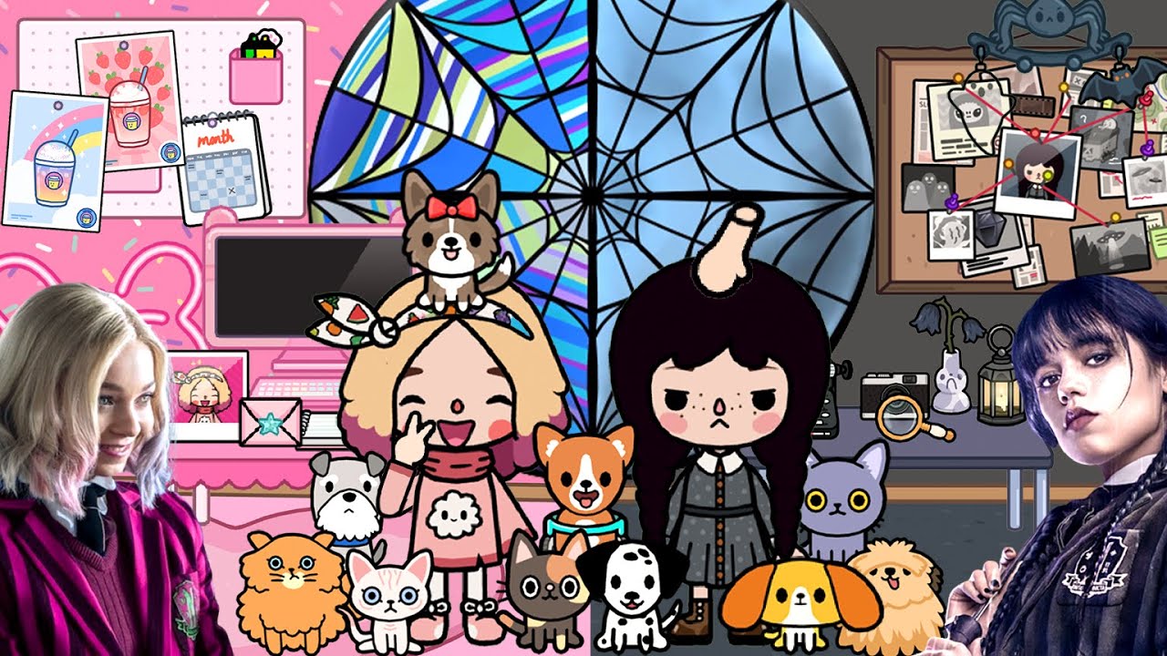 If Wednesday And Enid Adopt Dogs And Cats In Toca Life World | Toca ...