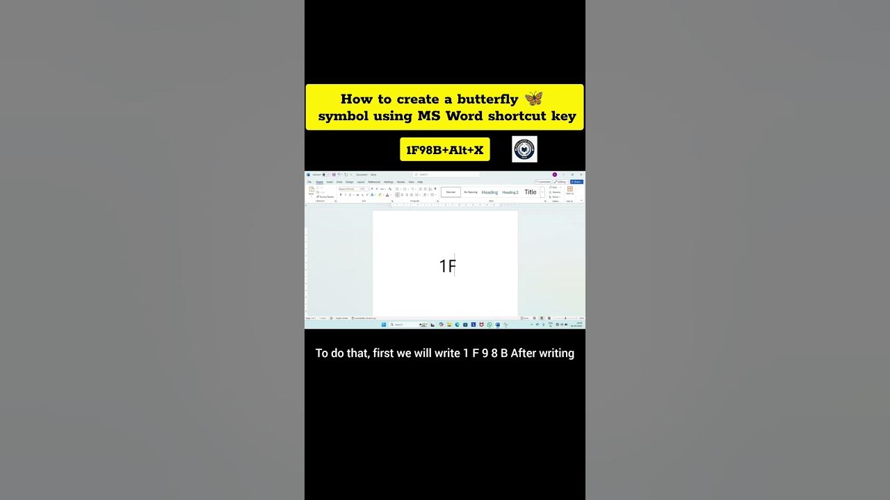 How to create a Butterfly 🦋 symbol using MS Word shortcut key #computer #computereducation - YouTube