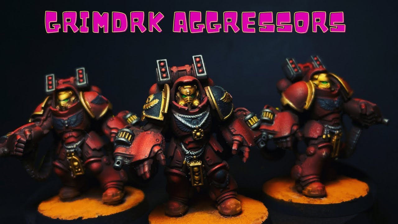 How to paint Blood Angel Primaris Aggressors in Gravis Armour - YouTube