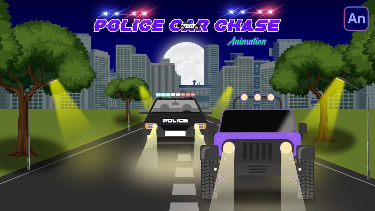 Police Car Chase Animation in Animate CC #animation #trending - YouTube