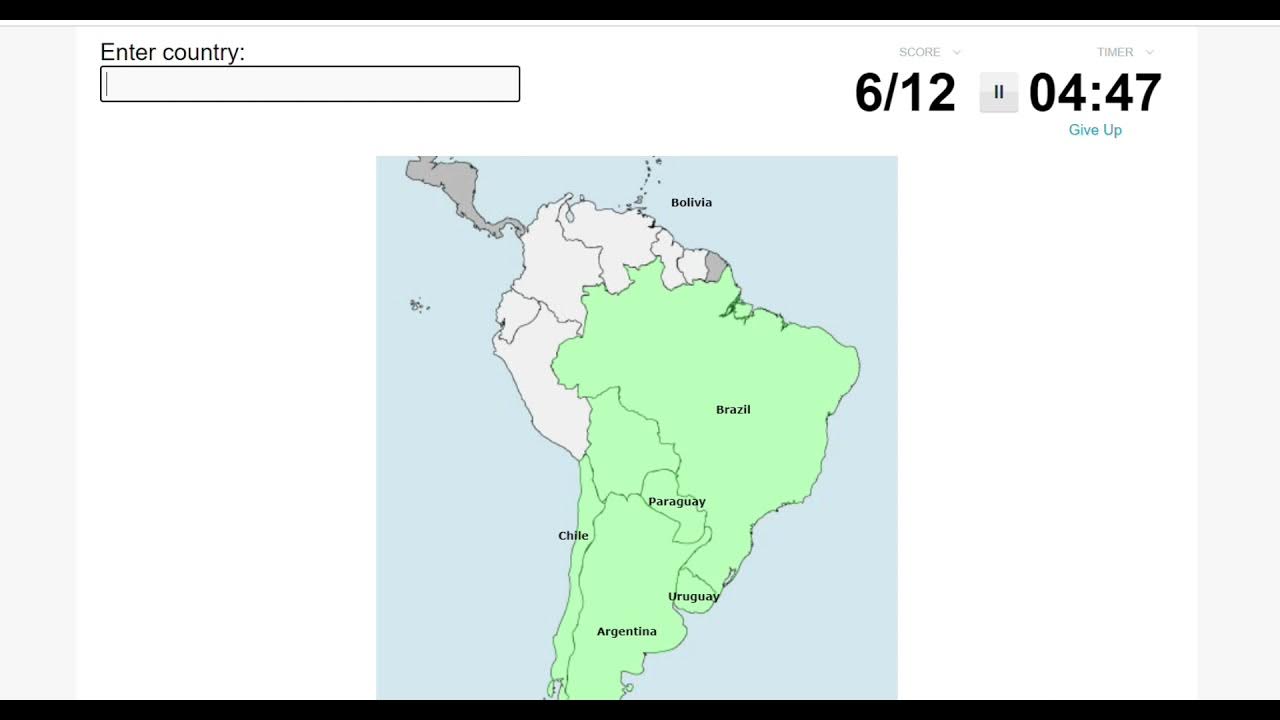 Attempting "The Countries Of South America" Quiz On Sporcle - YouTube