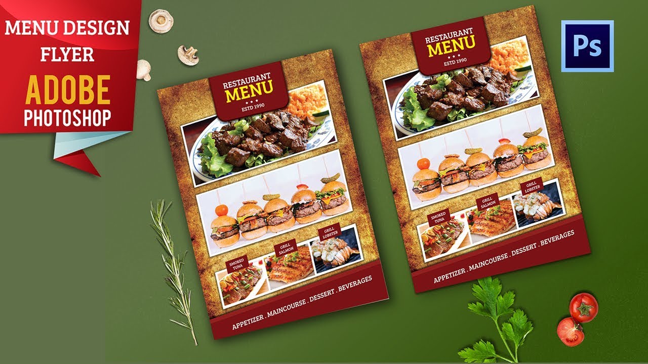 Creative Restaurant Menu | Adobe Photoshop - YouTube