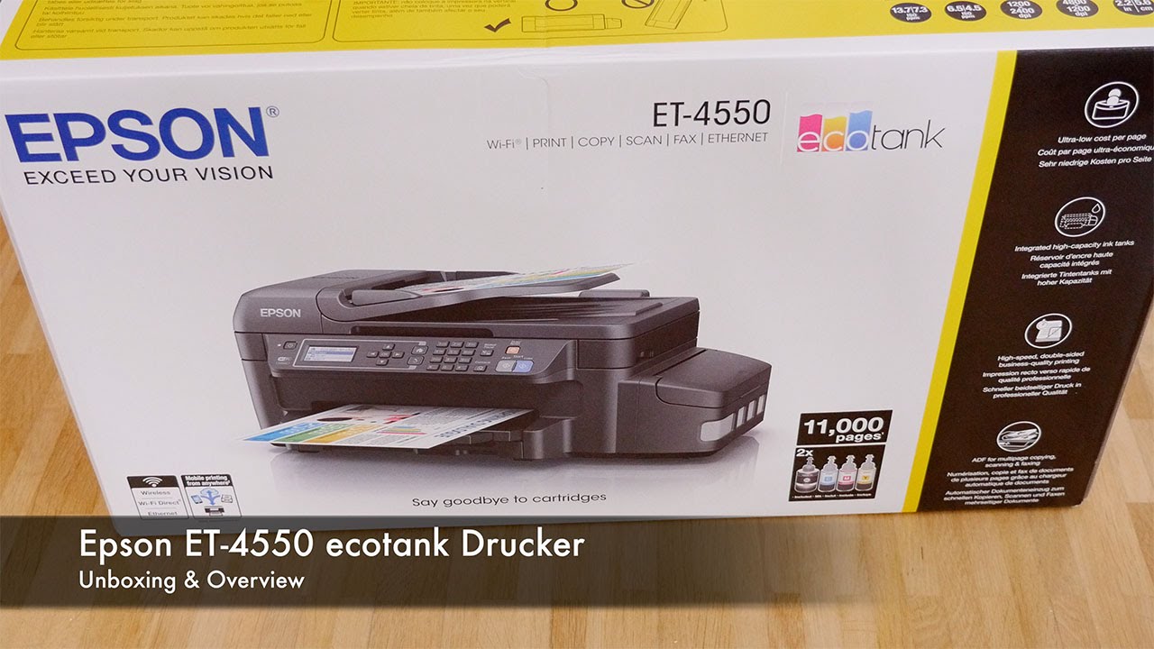 Unboxing & Einrichtung Epson ET-4550 EcoTank - YouTube