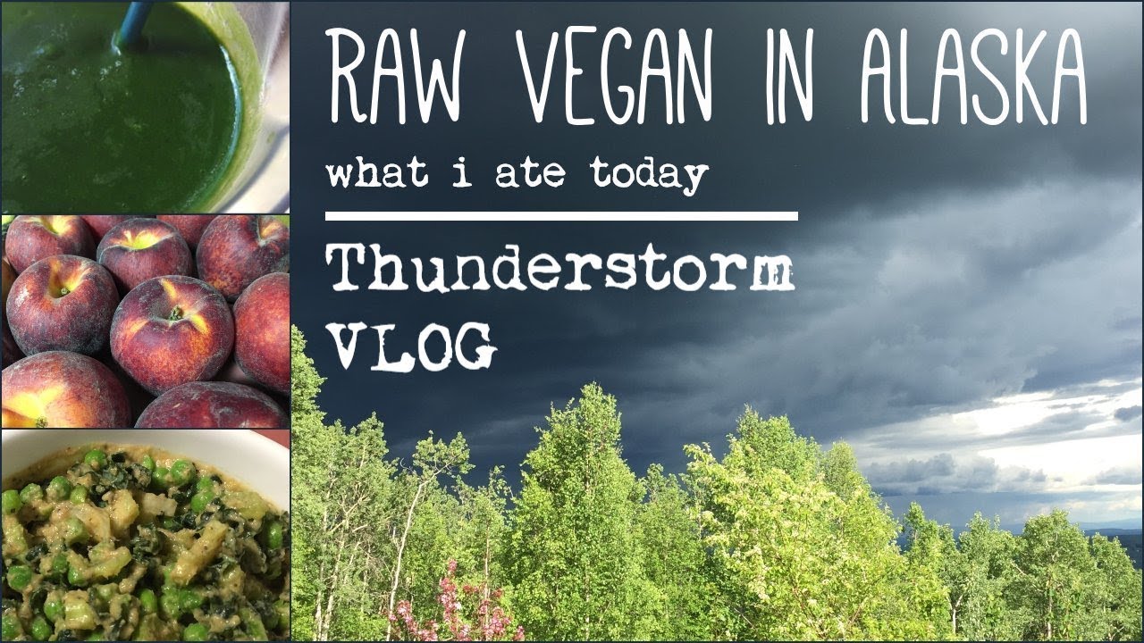 RAW VEGAN in Alaska: what I ate today VLOG - thunderstorm coming! - YouTube