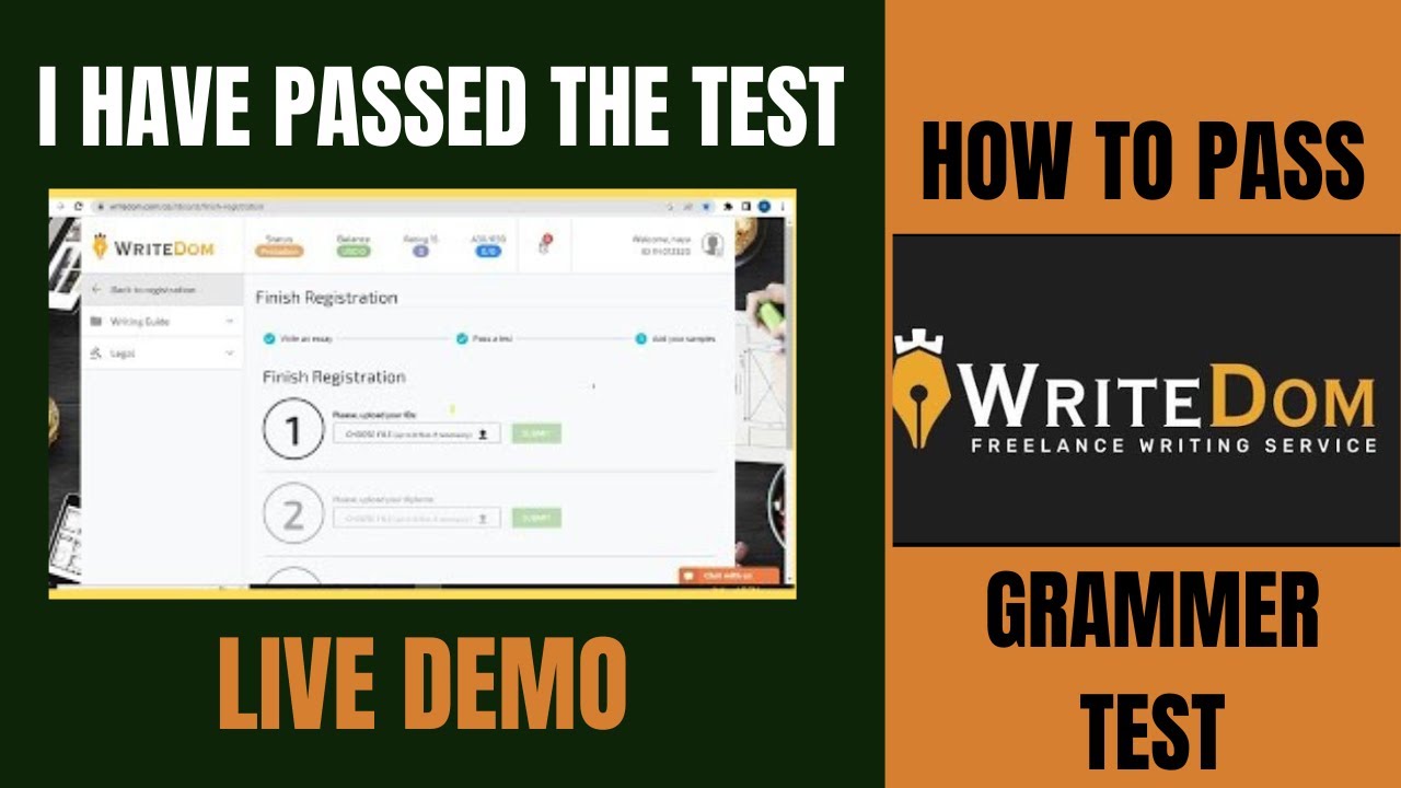 How To Pass Writedom Grammer test | writedom test answers | Make Money ...