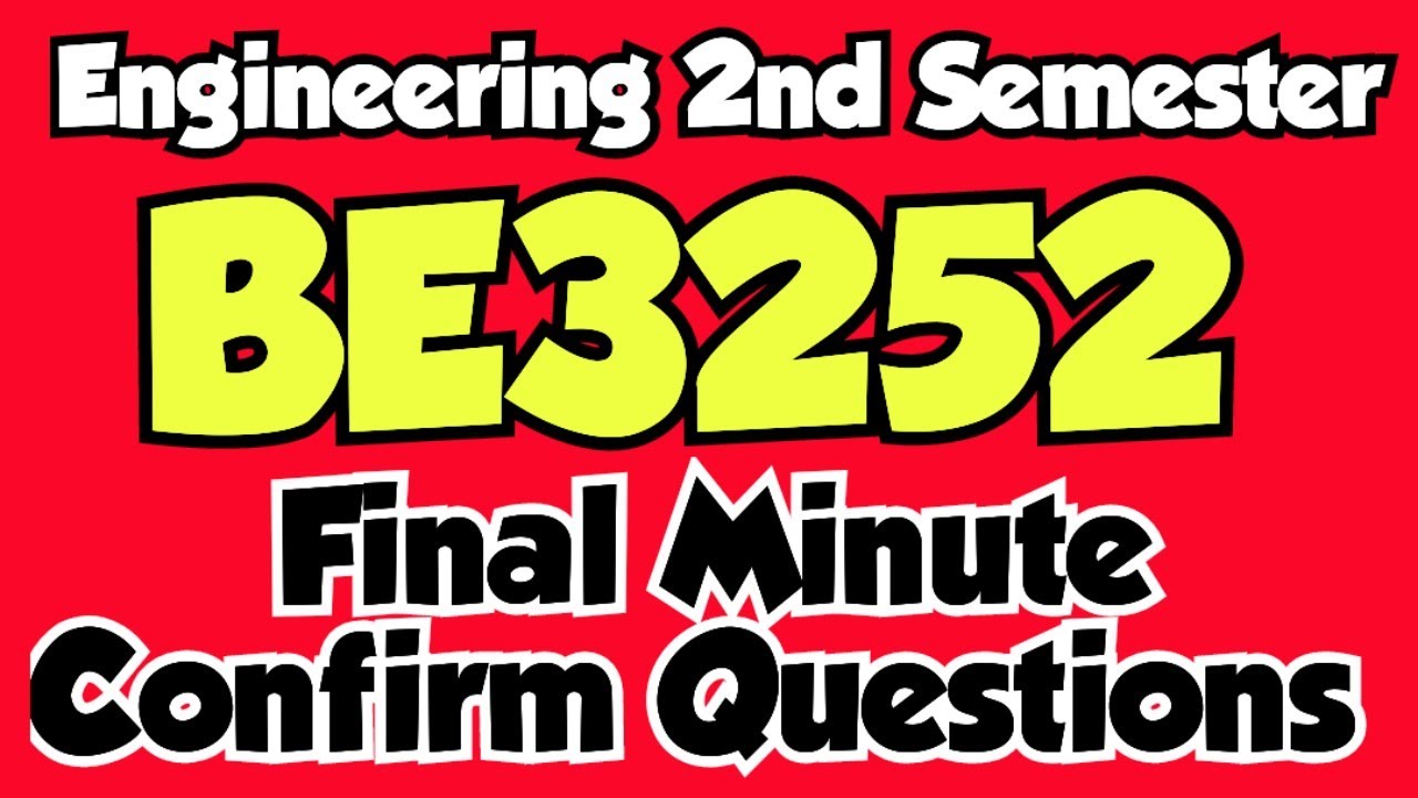 BE3252|Important questions|BEEIE|Final Minute confirm questions ...