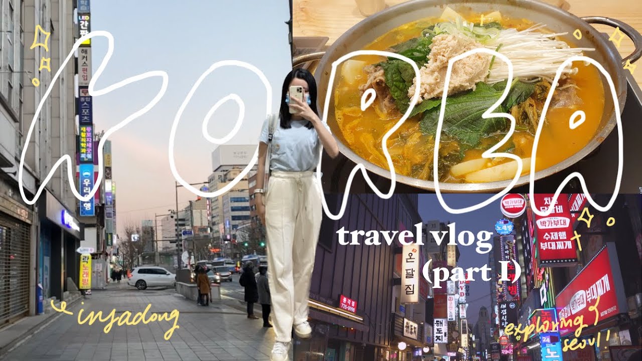 korea travel vlog (pt 1): first time flying with friends🥹, exploring ...