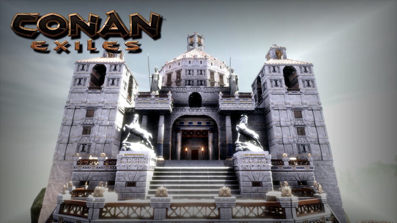 Conan Exiles - Argossean Palace with Watchtowers (Reverse Build) - YouTube