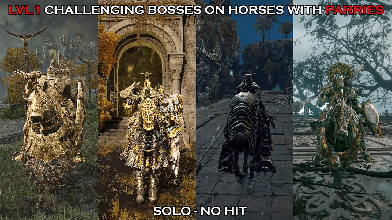 Elden Ring - LVL1 Challenging Bosses on Horses with PARRIES ! (Solo, No ...