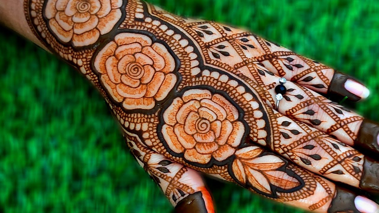 Karwachauth 2021 Rose full hand mehndi design || net gulab mehndi ...