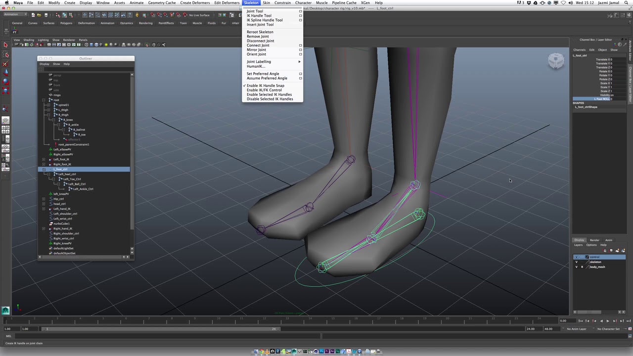 05 Reverse foot control skeleton setup - YouTube