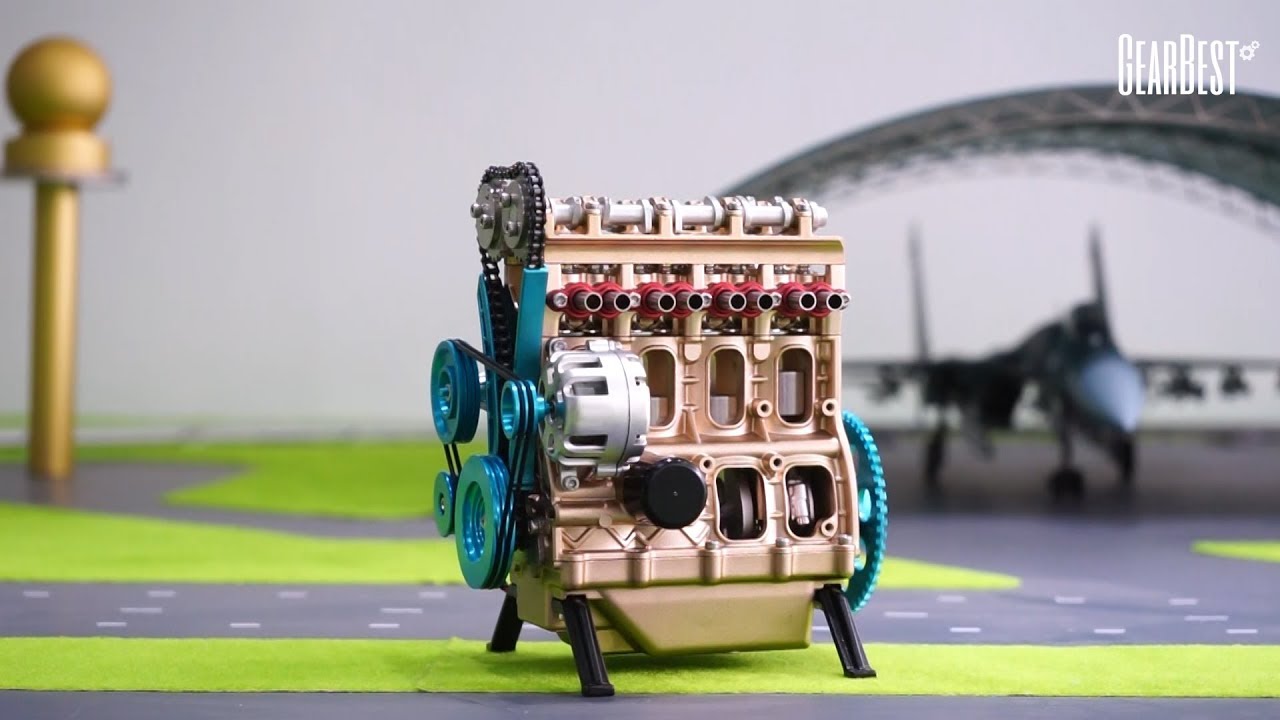 Aluminum Alloy Four cylinder Engine - GearBest.com - YouTube