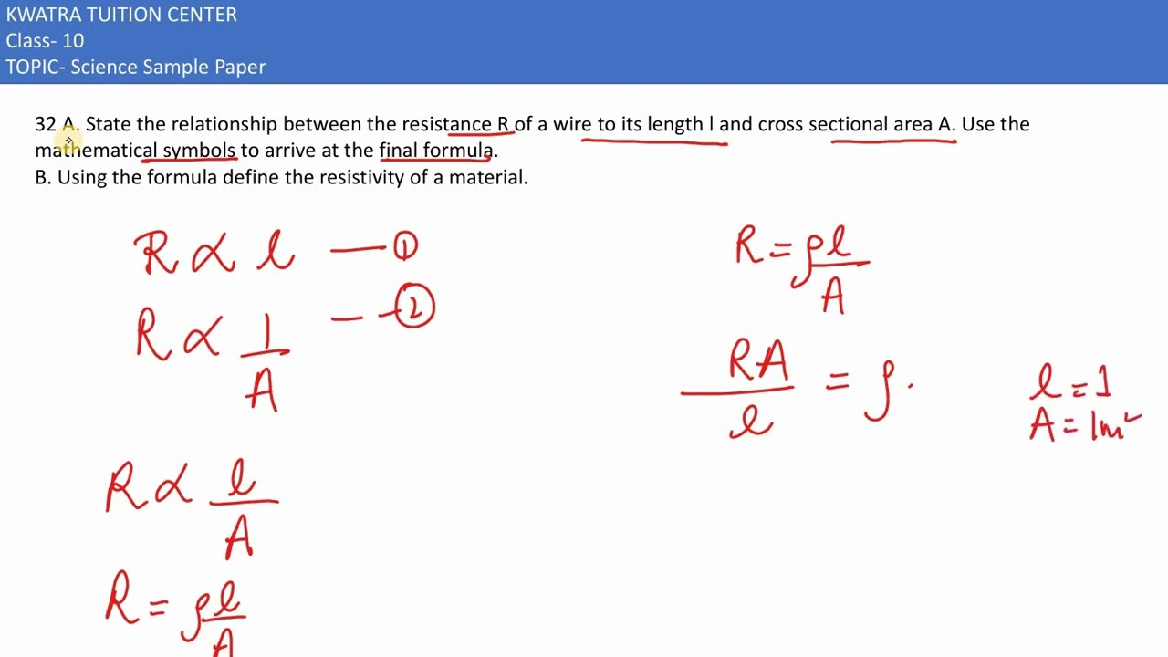 Resistance Formula Of A Wire A Cylindrical Wire Of Length L And Radius