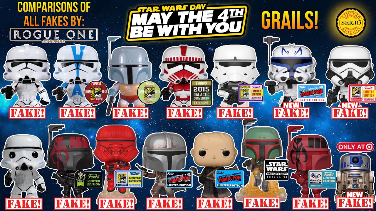Comparisons of all Grail fakes by Funko POP! Star Wars! Rogue One ...