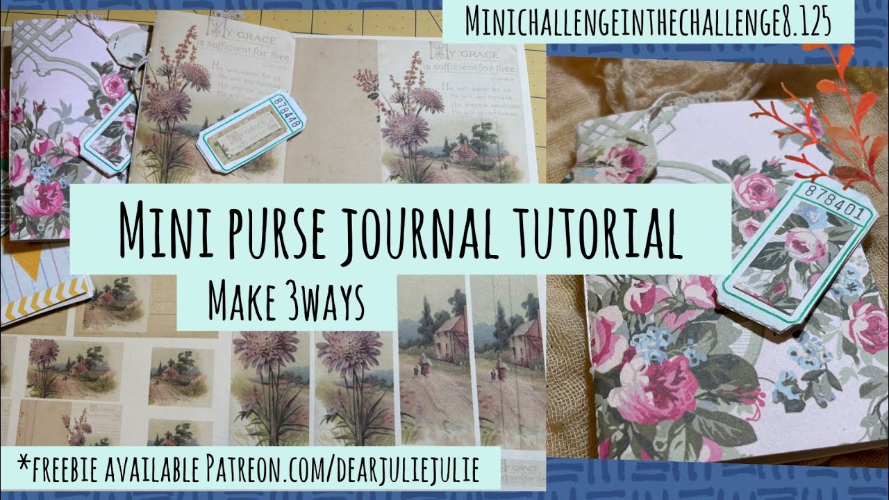 Mini purse journal tutorial use FREEBIE or 6x6 paper or 12x12 paper ...