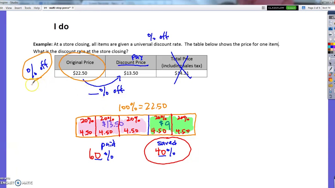 7RP Lesson #14 - multi-step percent problems strategy #1 - tape ...