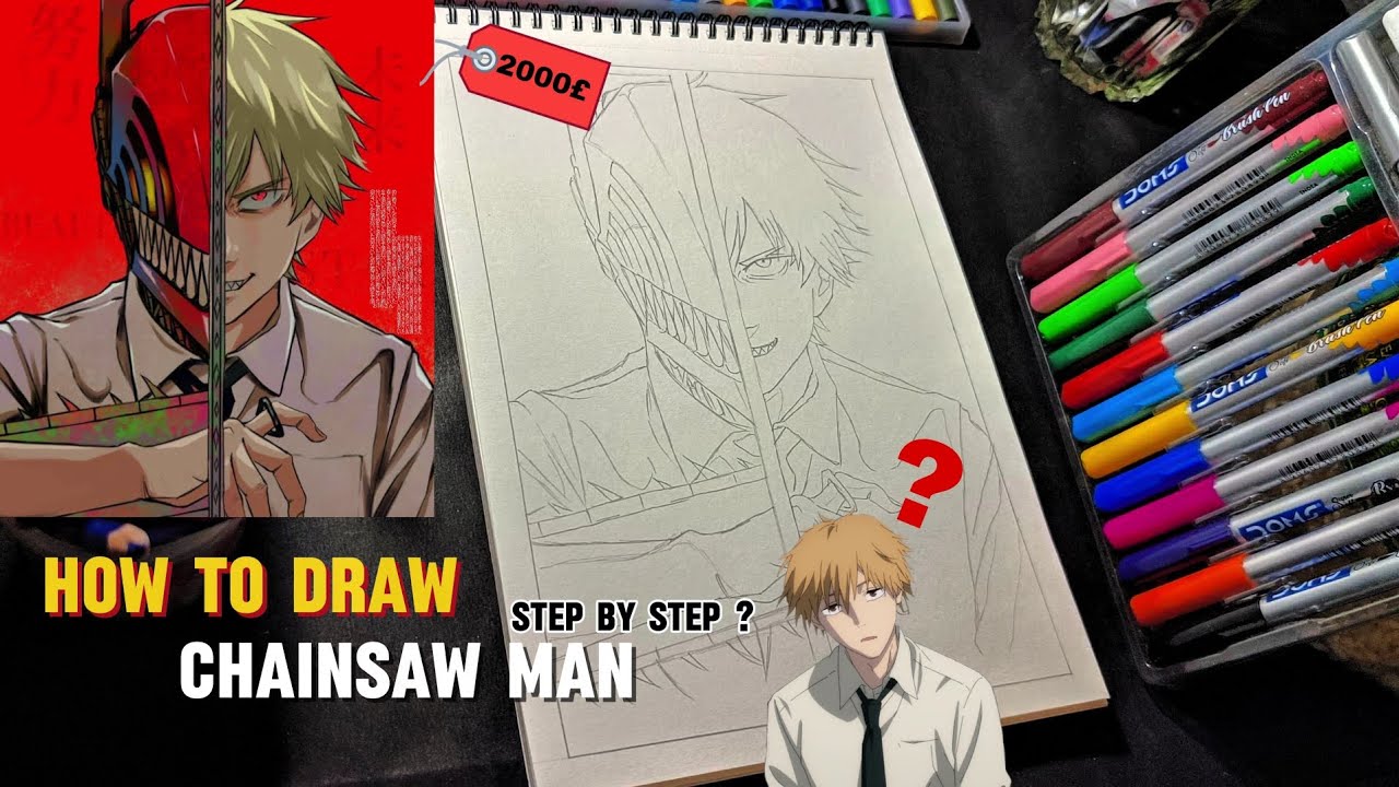 How To Draw Chainsaw Man easy | Full step by step sketch | Denji ka ...