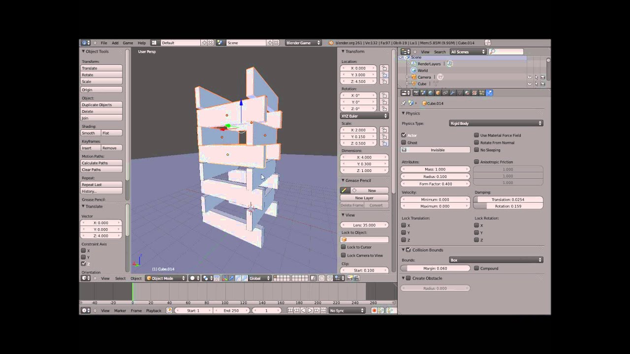 Simulation physique de type Rigid body avec blender 2.6 ( KAPLA) - YouTube