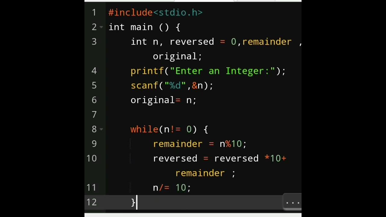 C Program to Check Whether a Number is Palindrome or Not ⚡ #education #cprogramming #shorts ...
