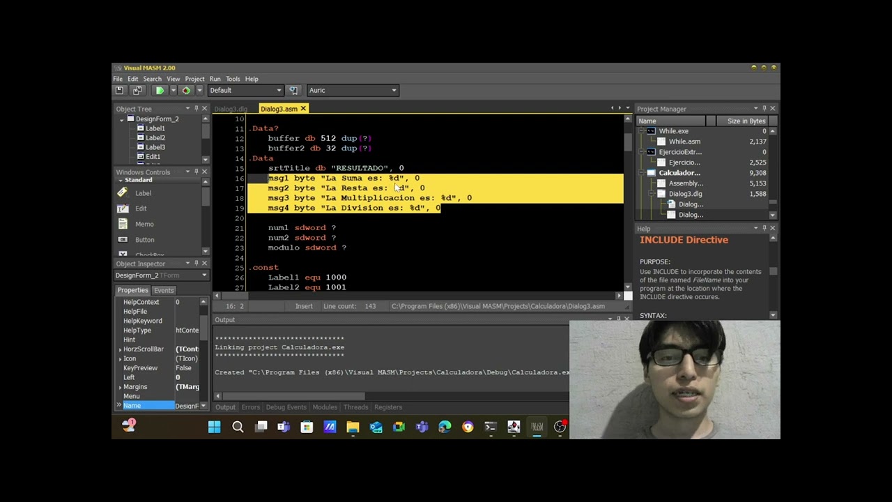 CALCULADORA WIN32 en VISUAL MASM - YouTube