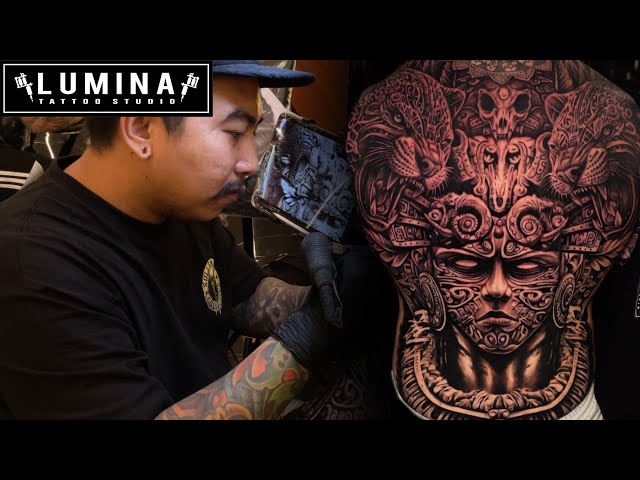 Aztec Temple Back Tattoo