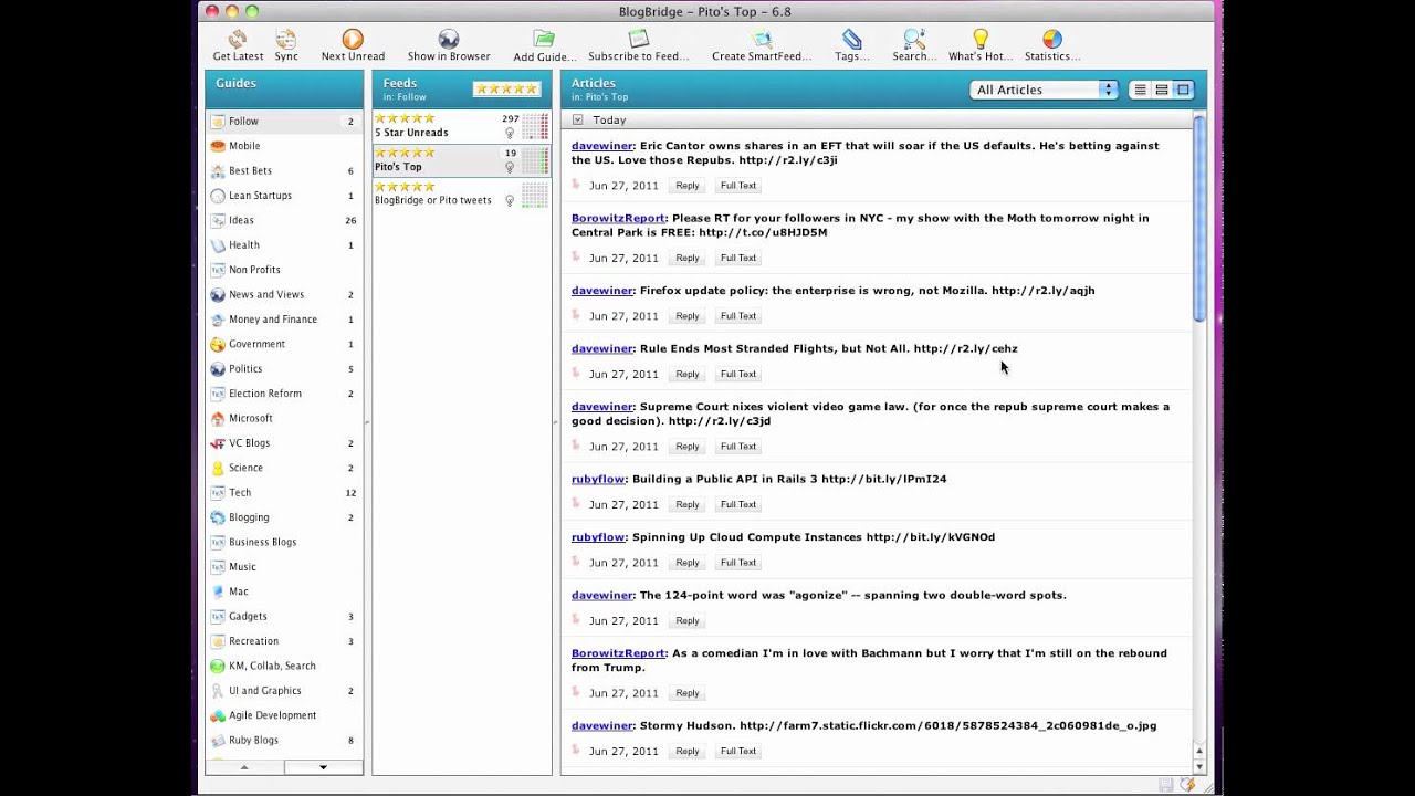 BlogBridge 6.8 Twitter Features Demo - YouTube