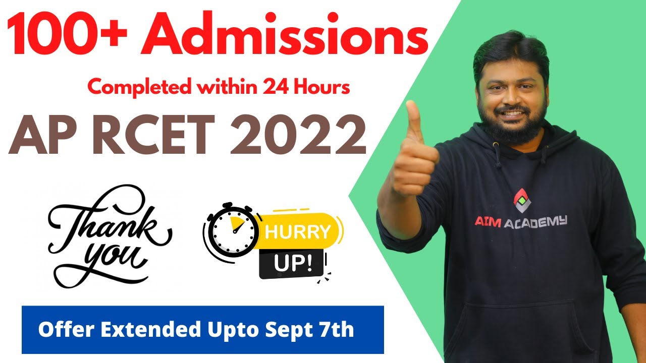 100+ Admission Completed - AP RCET 2022 - Offer Extended upto Sept 7th ...