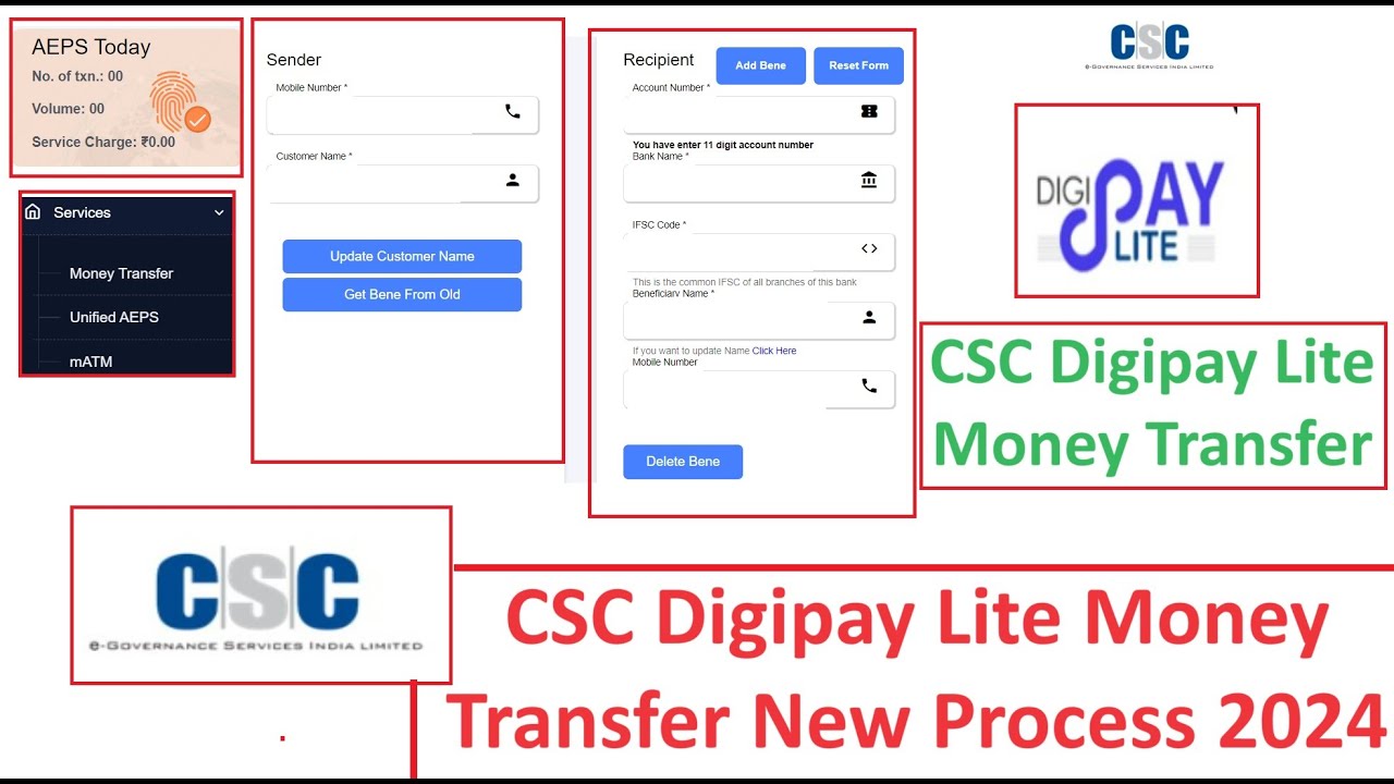 CSC Digipay Lite Money Transfer 2024 |how to money transfer csc | csc ...