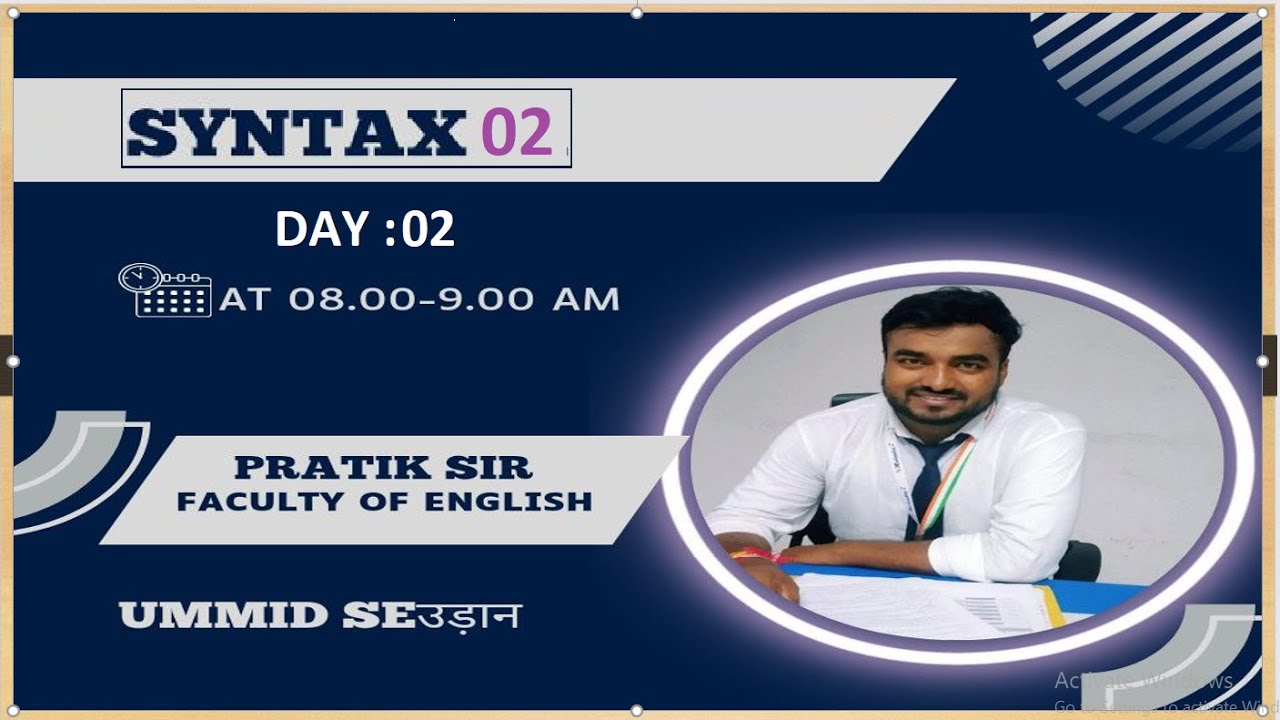 DAY 02 : SYNTAX 02 BY PRATIK SIR - YouTube