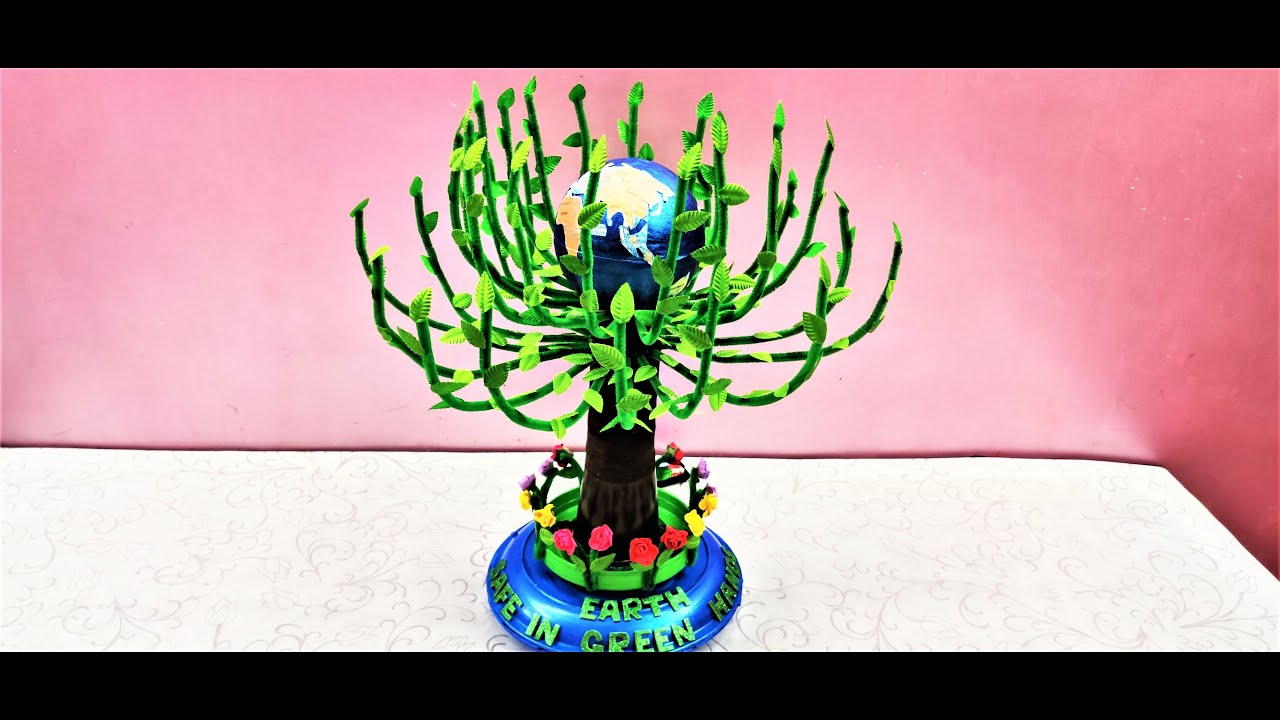 Earth Day Tree and Globe (3D) Model with Rotation (DIY) for School ...