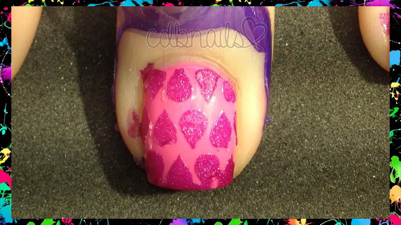 tear drop nails with stencils - YouTube
