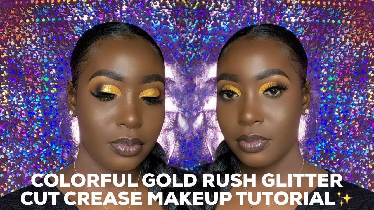 Colorful Gold Rush Glitter Cut Crease Makeup Tutorial - YouTube