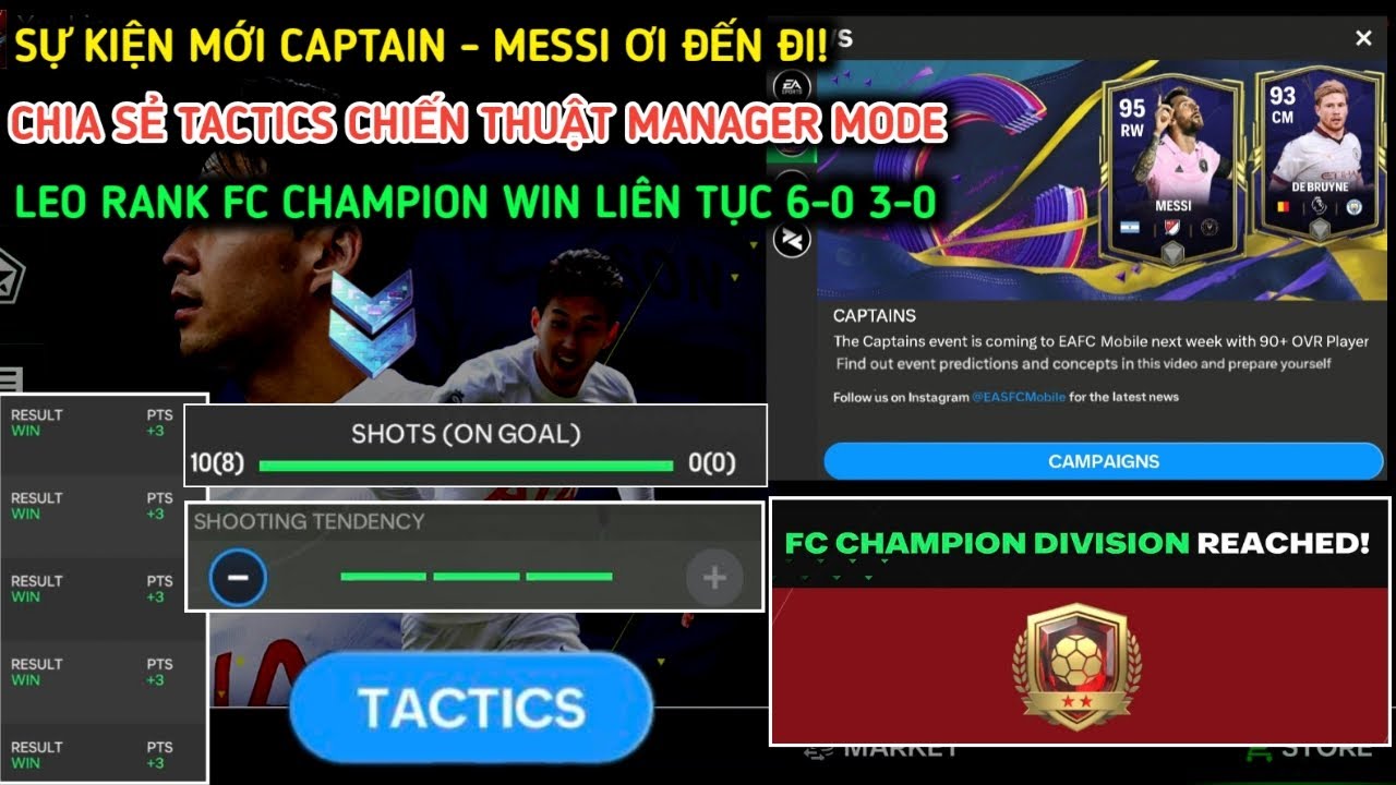 CHIA SẺ TACTICS MANAGER MODE LÊN RANK FC CHAMPION WIN 6-0 3-0 | EVENT ...