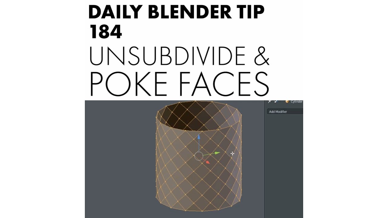 Daily Blender Tip 184 - Unsubdivide and poke faces - YouTube