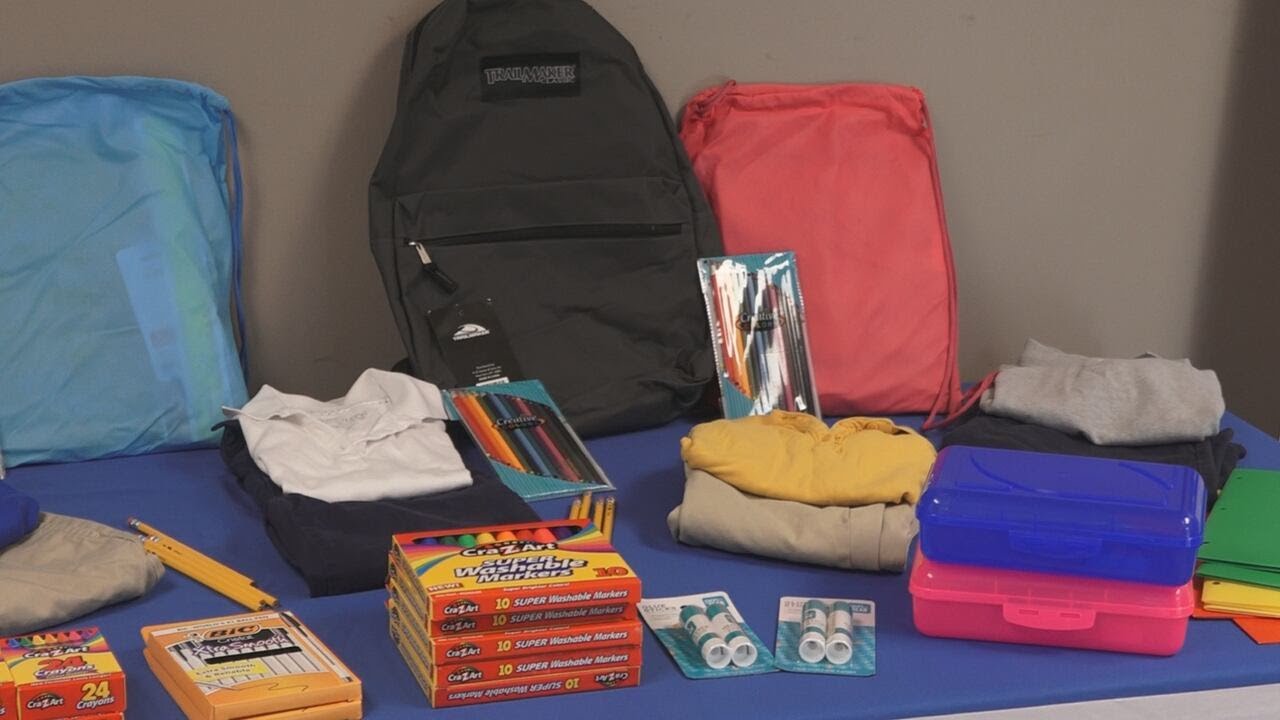Volunteers of America's school supply and uniform drive - YouTube
