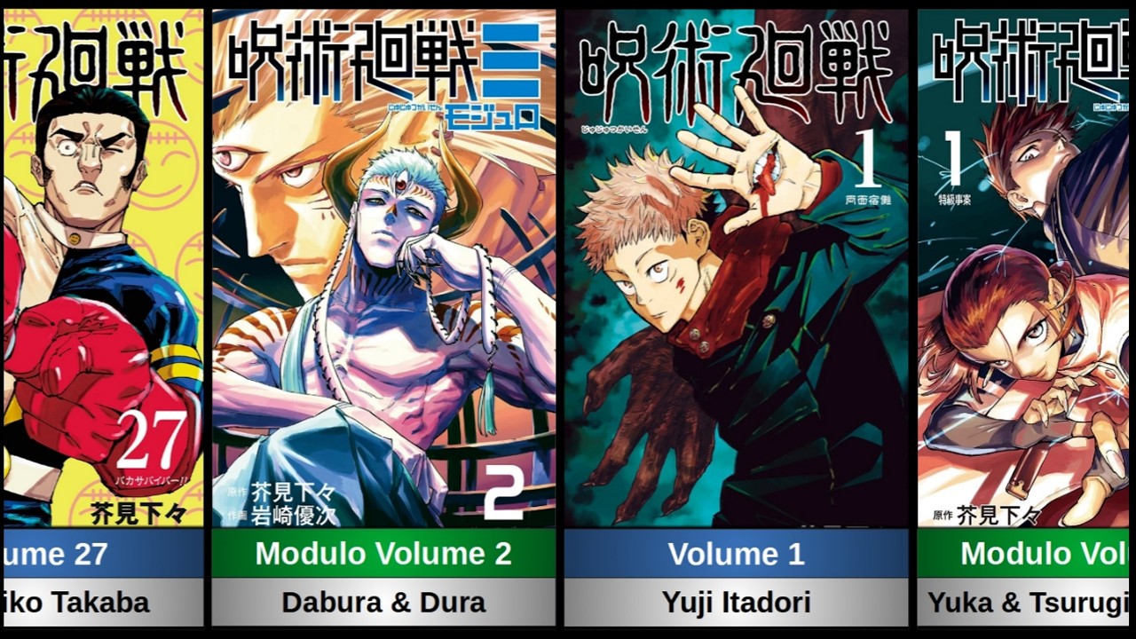 All Manga volume covers in Jujutsu Kaisen and JJK Modulo - YouTube