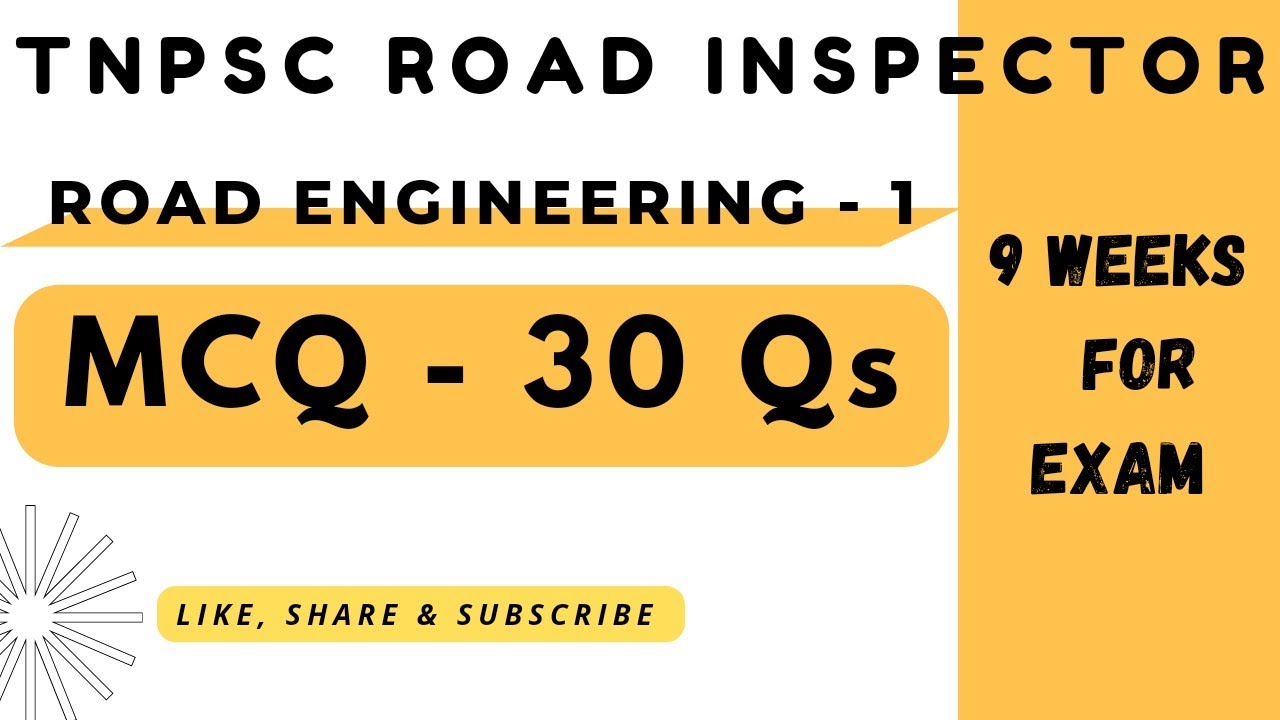 TNPSC ROAD INSPECTOR | ROAD ENGINEERING - 1 | MCQ - REVISION #tnpsc #tnpscroadinspector - YouTube