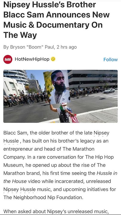 Nipsey Hussle’s Brother Blacc Sam Announces New Music & Documentary On The Way - YouTube
