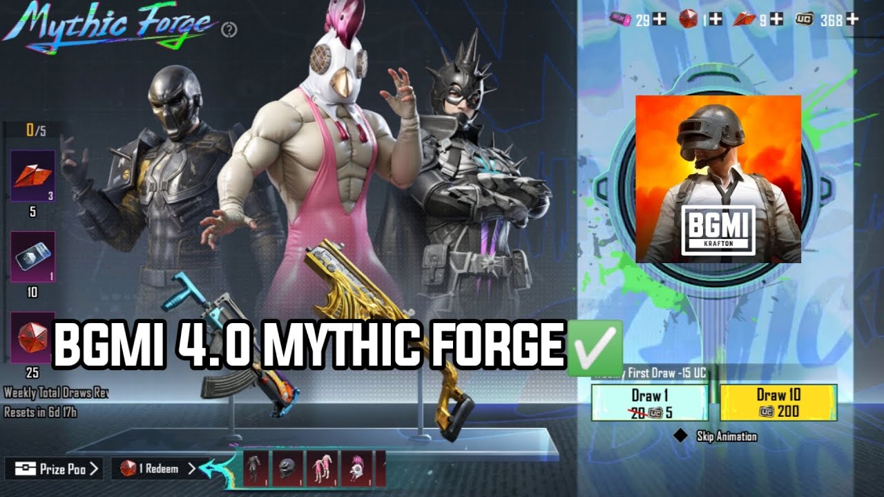 BGMI 4.0 UPDATE MYTHIC FORGE 🔴 BGMI MYTHIC FORGE OUTFIT UPGRADE GUN 🔴 ...