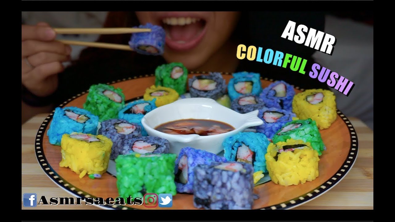 Asmr Colorful Sushi (Extreme Eating Sounds) No talking | Asmr Sa Eats ...