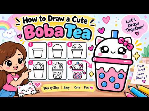 How to Draw a Cute Kitty Bubble Tea | New Game Style Play and Draw 🤫