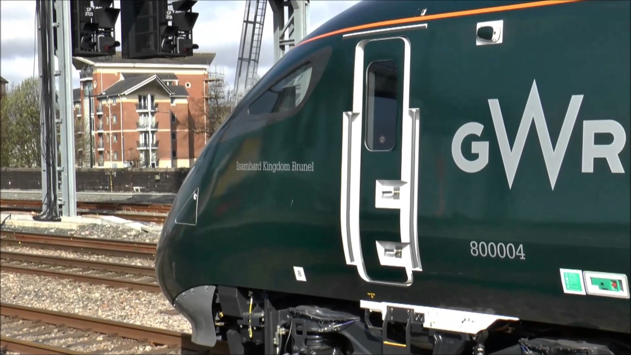 800003/004 in GWR livery, at Cardiff. April 3rd 2017. 1st run to ...