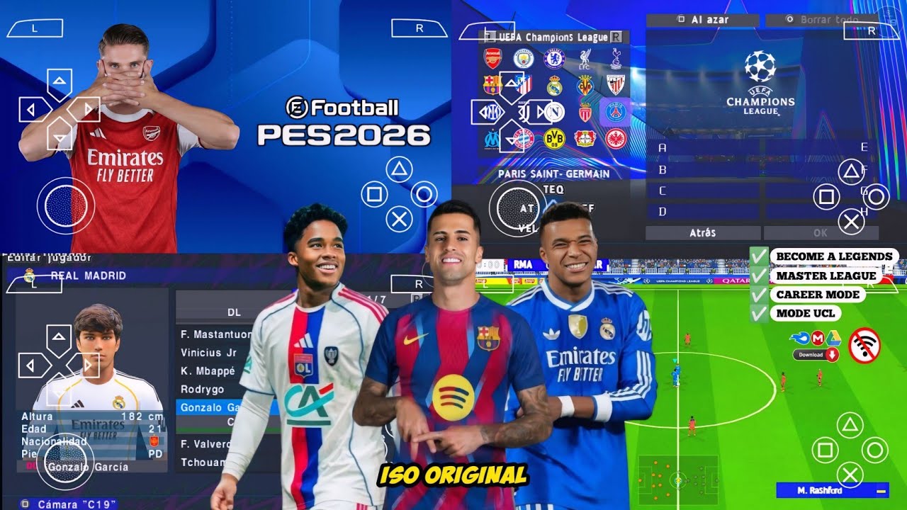eFootball PES 2026 PPSSPP Android Offline Full Update UCL & League Kits ...