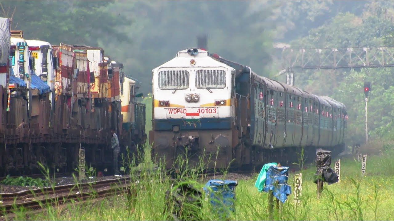 MANGALA EXPRESS crossing RO-RO & JANSHATABDI - Indian Railways !! - YouTube